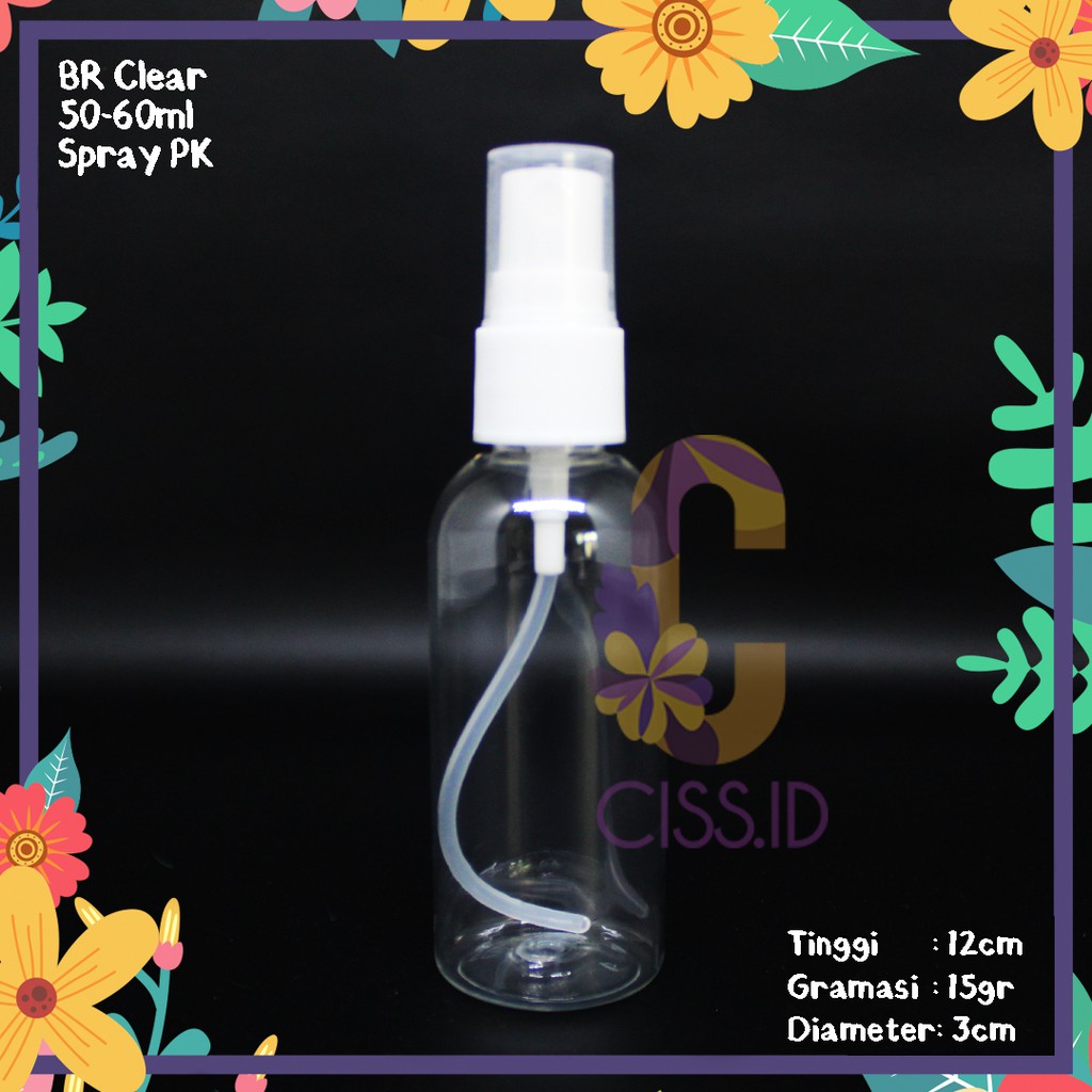 Jual BOTOL PLASTIK BR 50ML 55ML 60ML CLEAR SPRAY PK HAND SANITIZER MIST PARFUME IMPORT DEODORANT ...