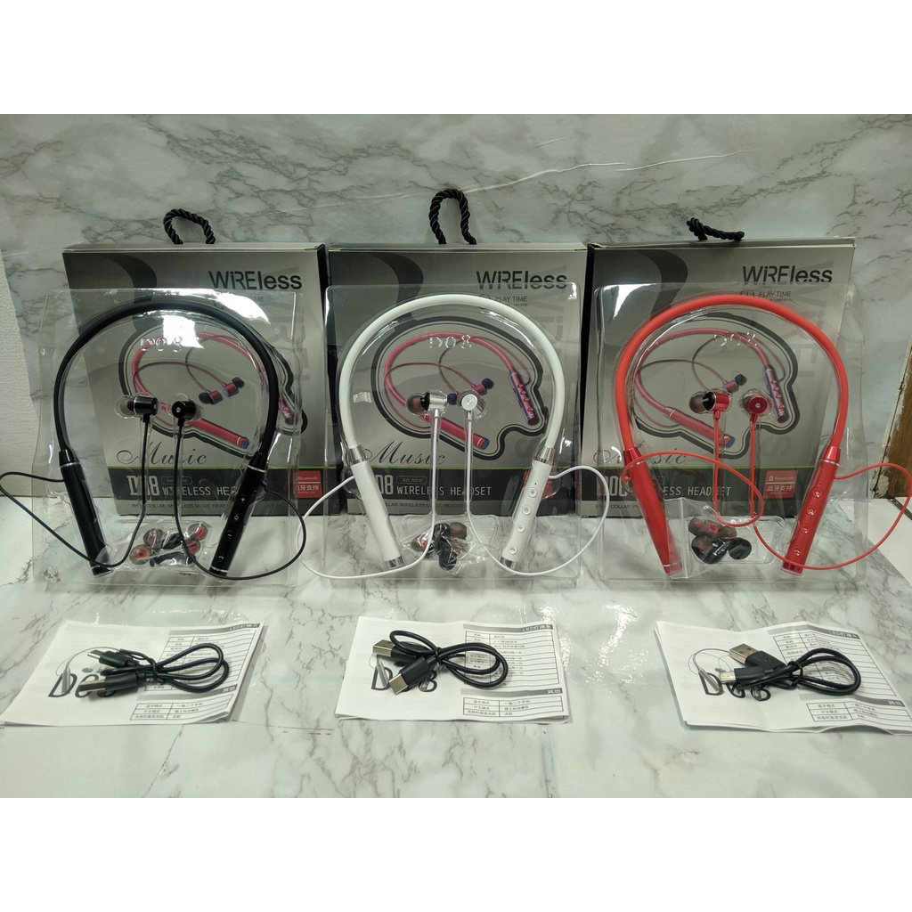 Jual Headset Handsfree Earphone Bluetooth Wireless Sport D08 Model ...