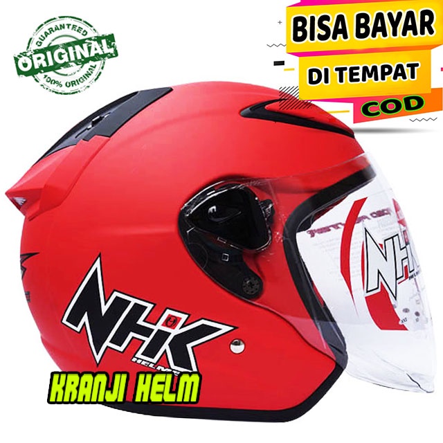 Jual Helm / Helm half face / Helm nhk r6 solid red doft termurah ...