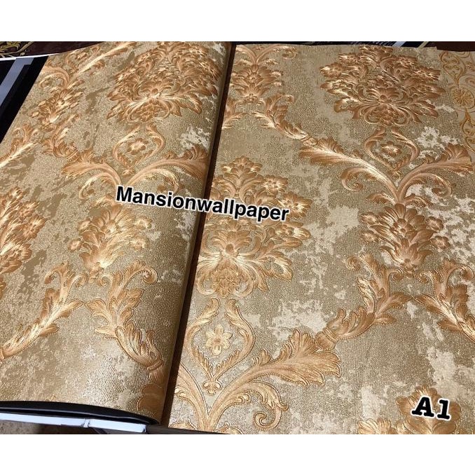 Jual Wallpaper Dinding Klasik Gold Emas Serat Timbul Luxury Terbaru ...