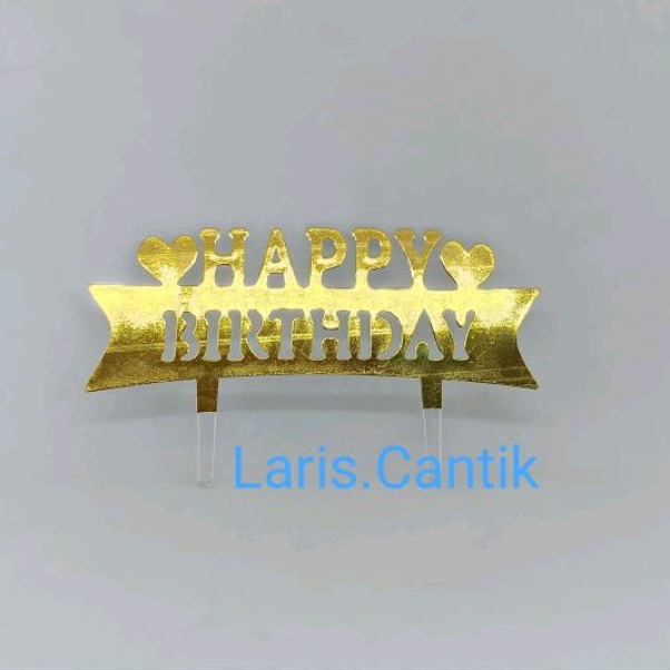 Jual Cake Toper Happy Birthday Hati Emas isi 50 Pcs | Shopee Indonesia