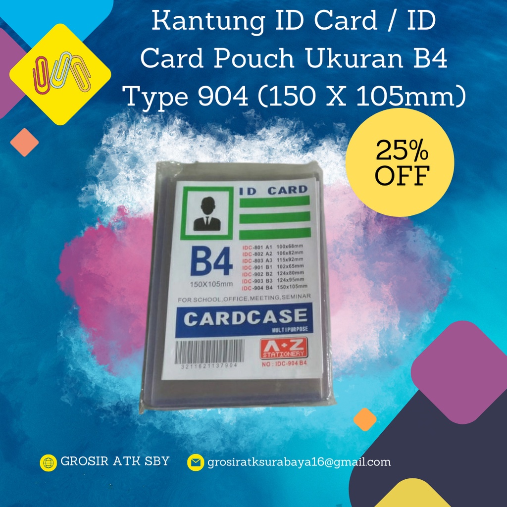 Jual Kantung ID Card / ID Card Pouch A+Z Bahan Mika Plastik Tebal Ukuran B4 Type 904 | Shopee ...