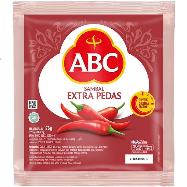 Jual ABC Sambal Extra Pedas 8gr | Sambel Sachet 10 pcs | Shopee Indonesia