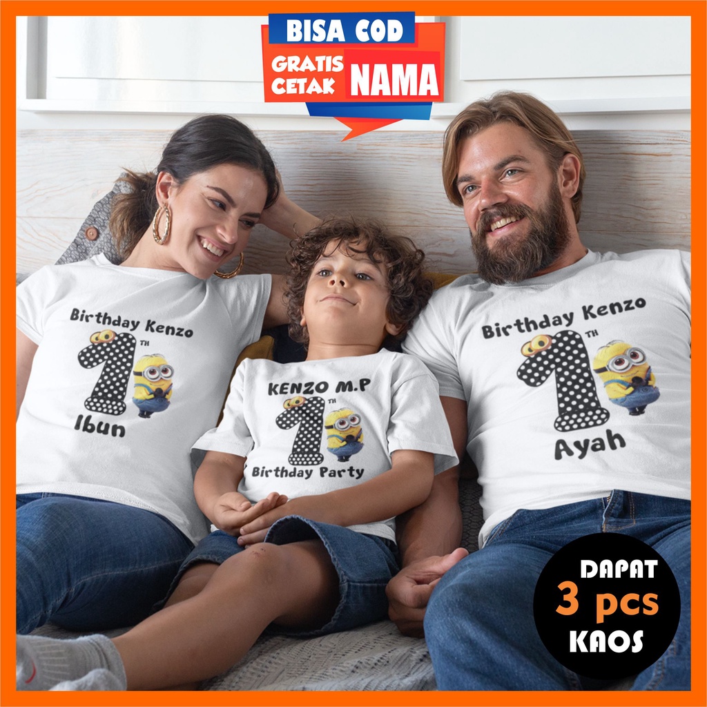 Jual Baju Kaos Minion Ulang Tahun Anak Couple Keluarga Family IBU AYAH ...