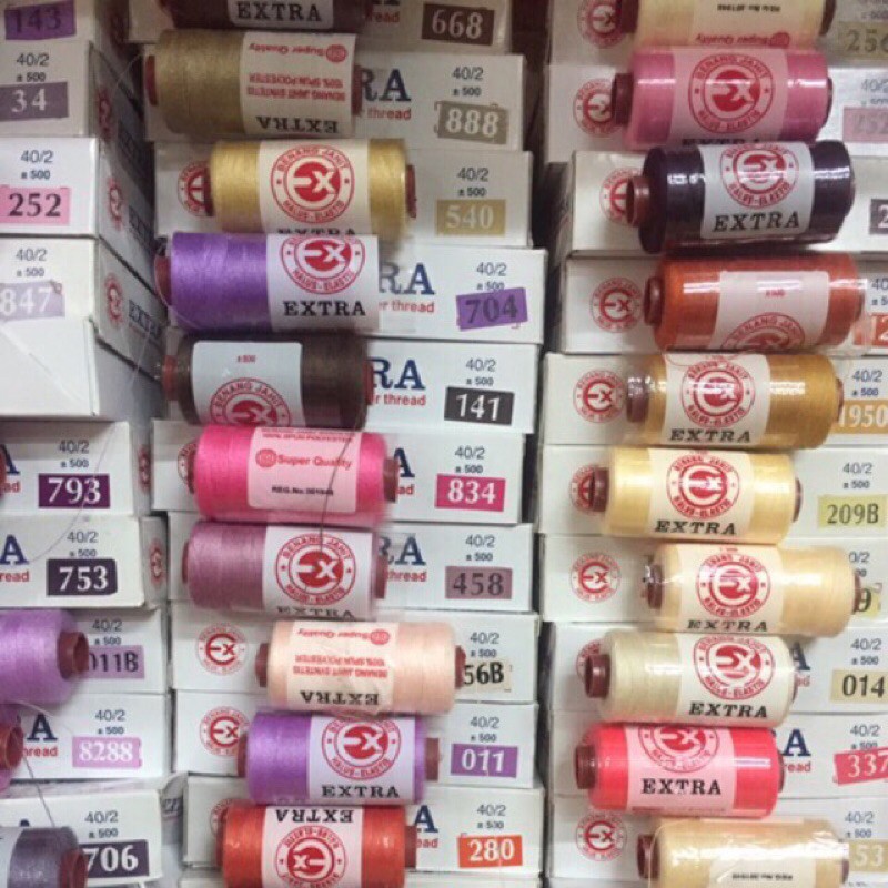 Jual benang jahit extra 500yard pink merah ungu | Shopee Indonesia