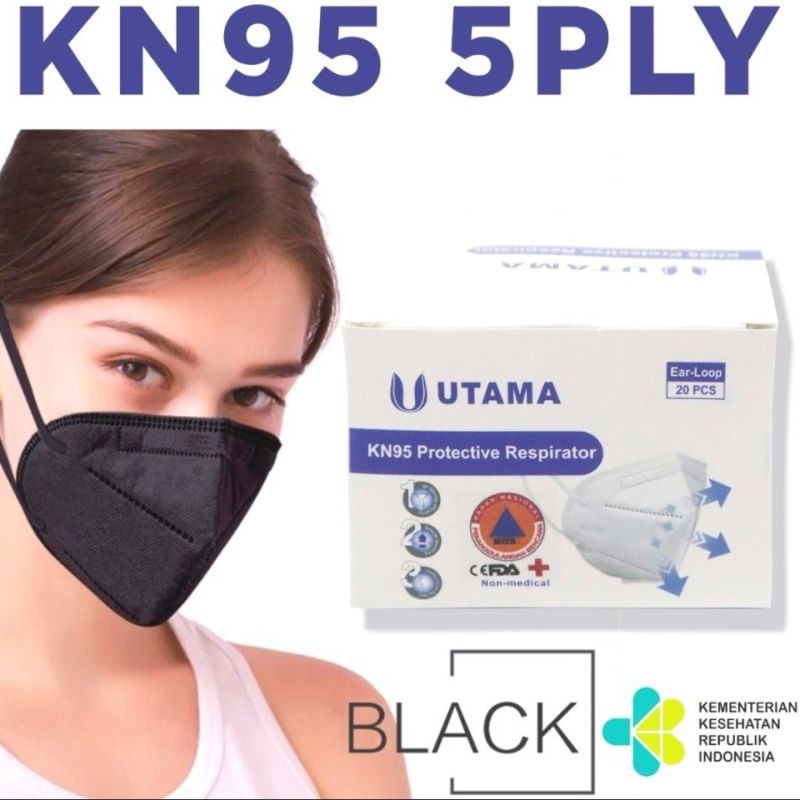 Jual masker KN95 protective respirator 20PCS ( HANYA ADA WARNA HITAM ...