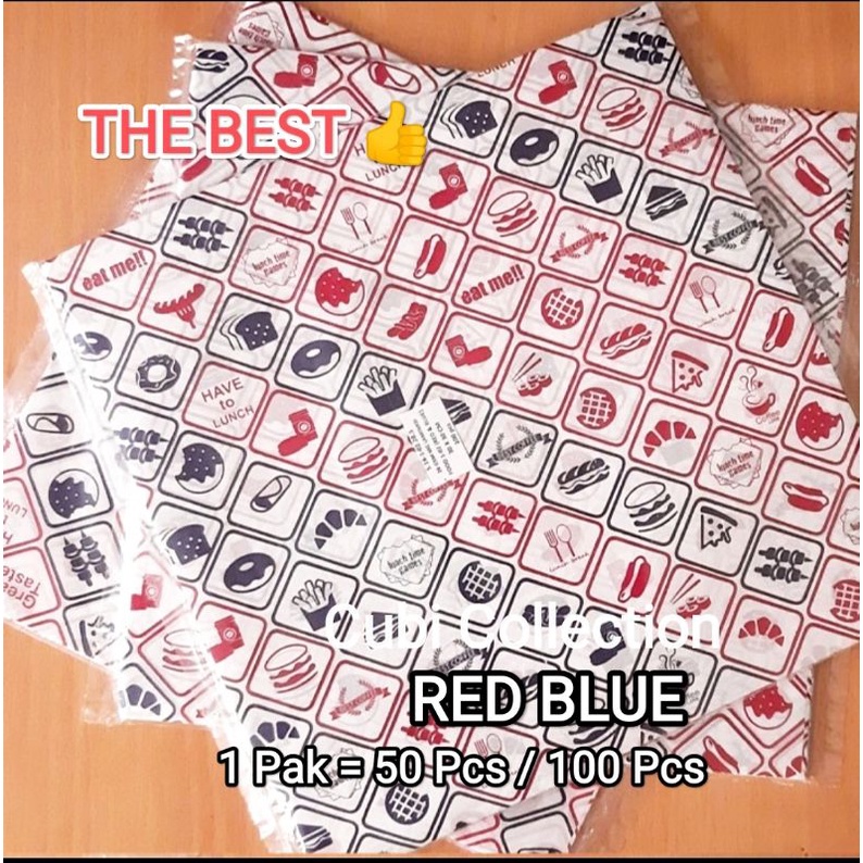 Jual KERTAS NASI BURGER MOTIF 30x30 LAMINASI KFC MCD KEBAB HOTDOG ...