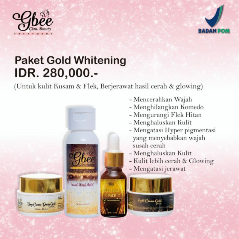 Jual PAKET GOLD WHITENING + ANTI ACNE GBEE GLOW BEAUTY / SKINCARE VIRAL ...