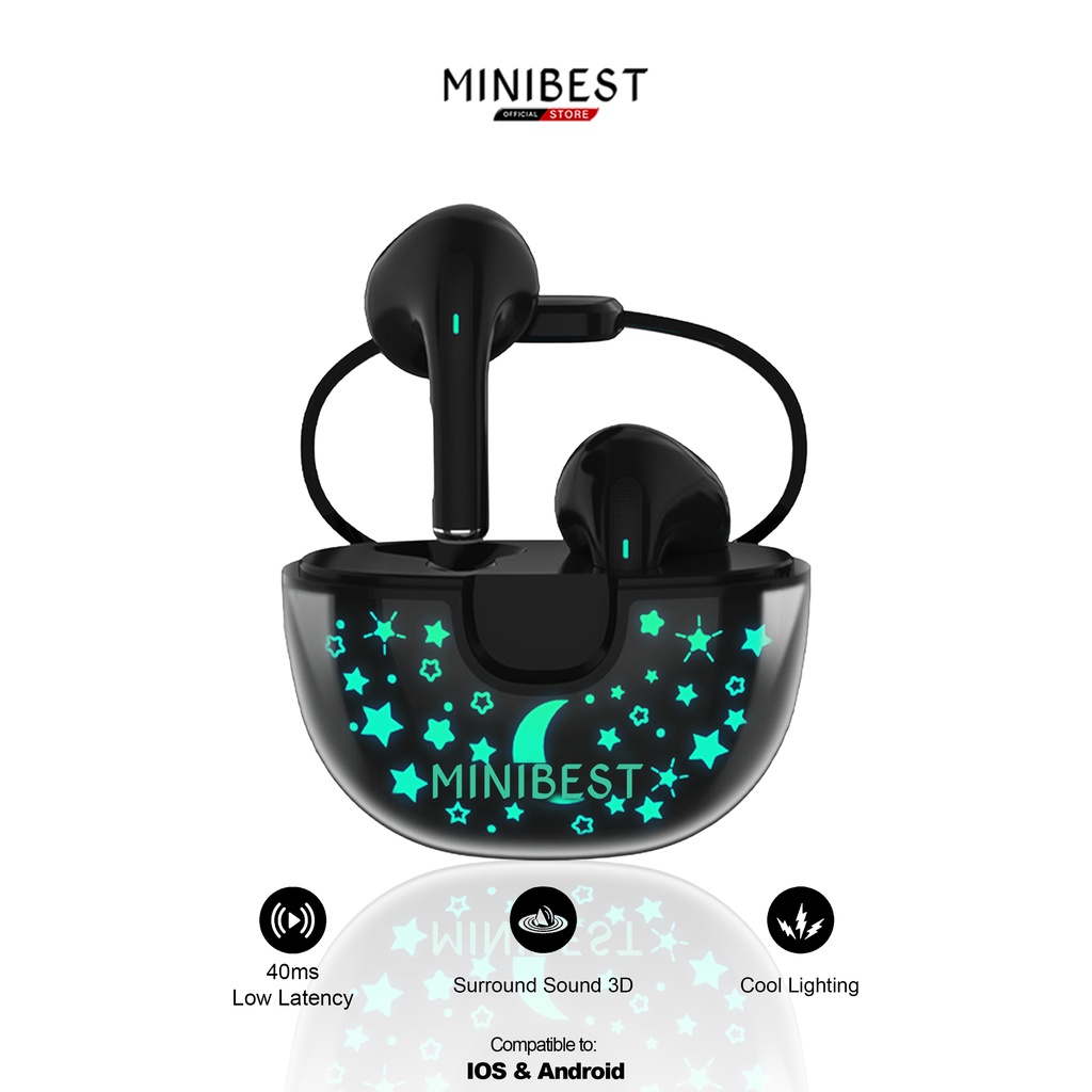 Jual MINIBEST M6 TWS Earphone Headset Bluetooth V5.1 Cool Lighting Low ...