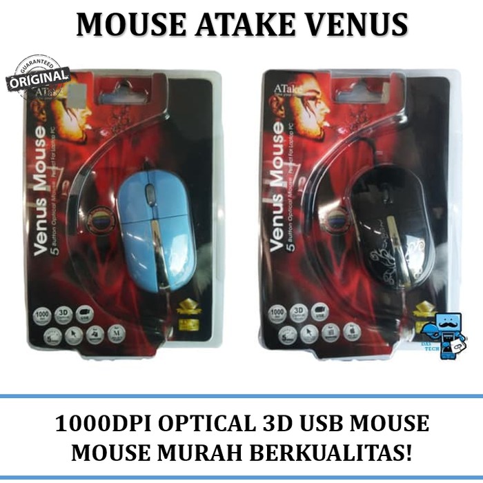 Jual Mouse USB Optical Atake Venus - Beautiful Design 1000 DPI Mouse ...