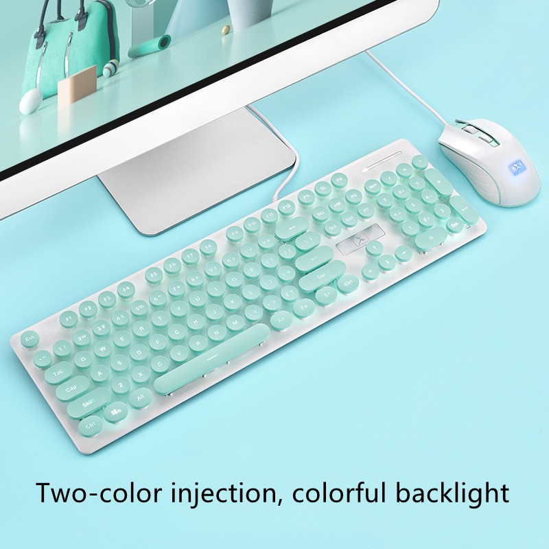Jual Xinmeng N518 wired steampunk retro keyboard and mouse set gaming ...