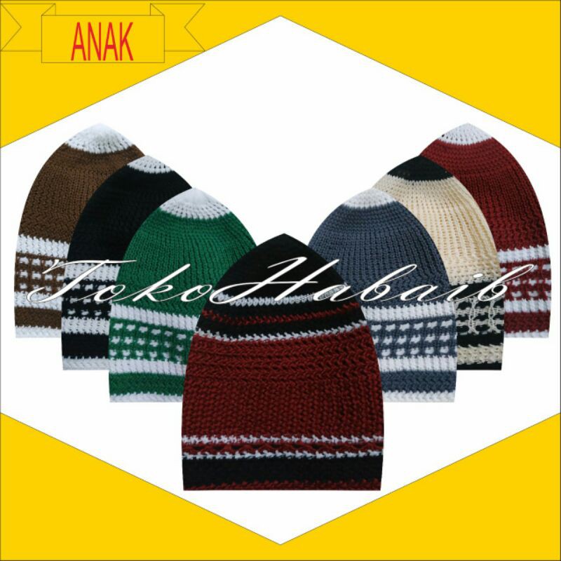 Jual PECI RAJUT BAYI ANAK KECIL MOTIF GANTENG SONGKOK POLOS KOPIYAH ...