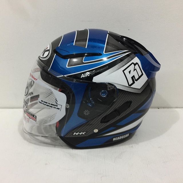 Jual Helm NHK R1 Double Visor Motif Giga Blue Metalic Silver Biru ...