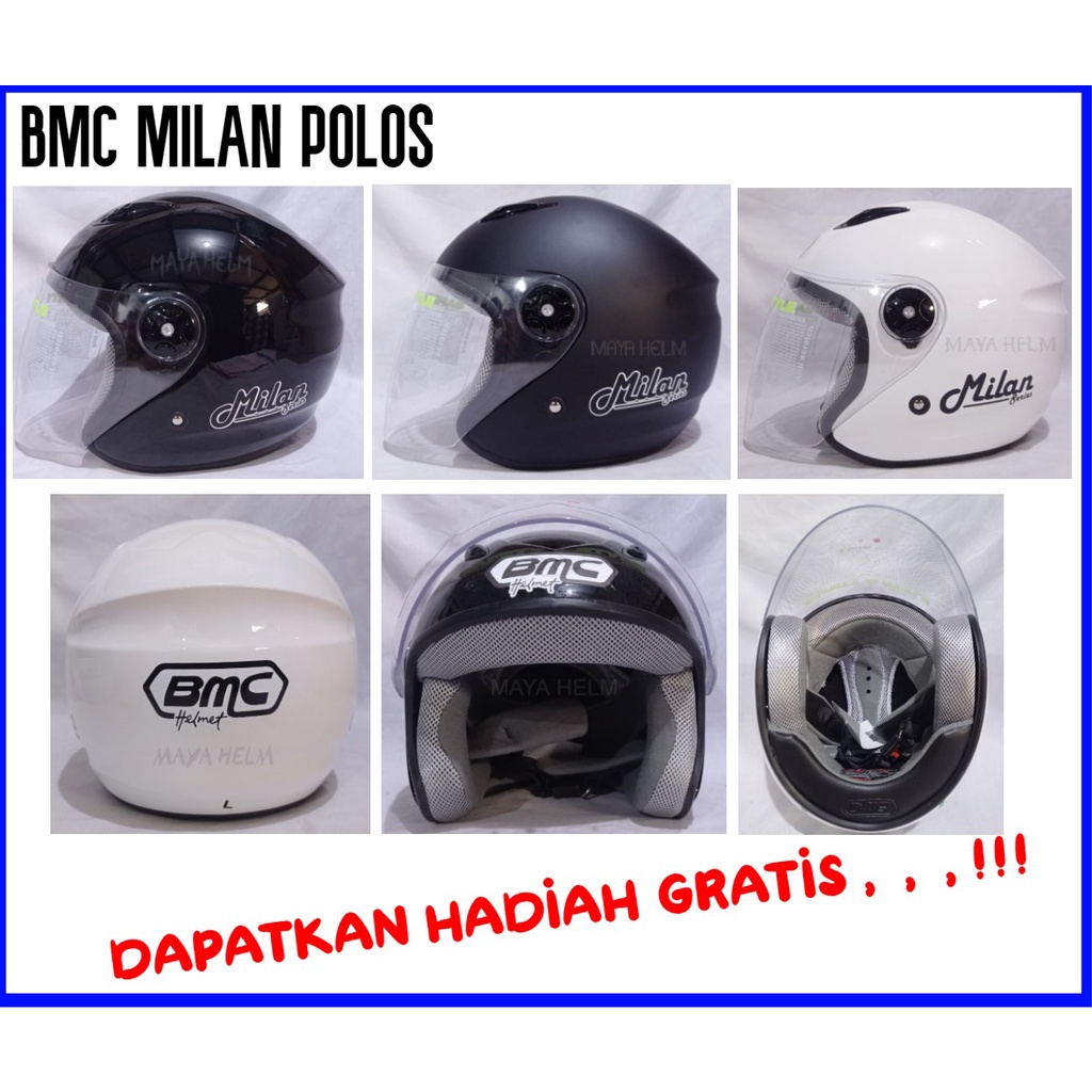 Jual Helm BMC Milan Polos Solid Half Face Original | Shopee Indonesia