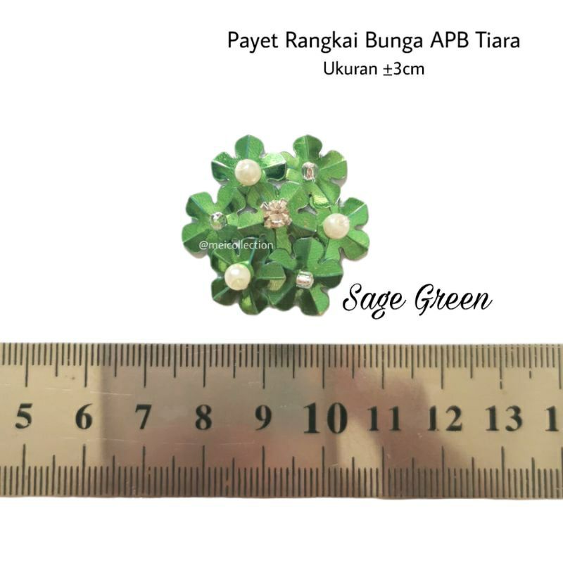 Jual Payet rangkai bunga 3D APB Tiara ukuran 3cm warna Sage olivine ...