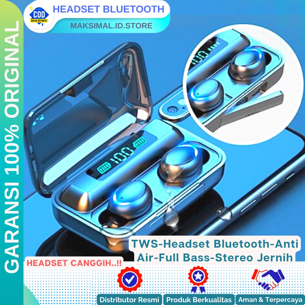 Jual Earphone Bluetooth Stereo Headset Bluetooth TWS F9 - 5 Hedset ...