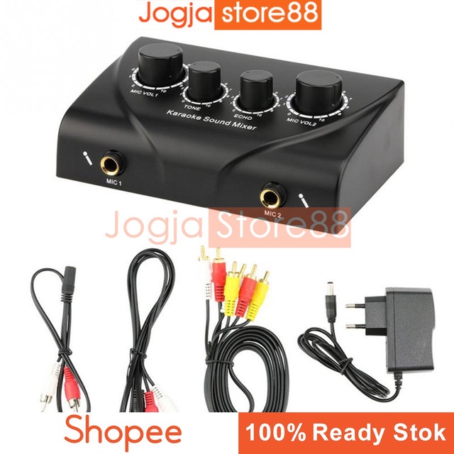 Jual Mixer Audio Podcast | 2 Input Mic Pengaturan Volume Suara Echo dan ...