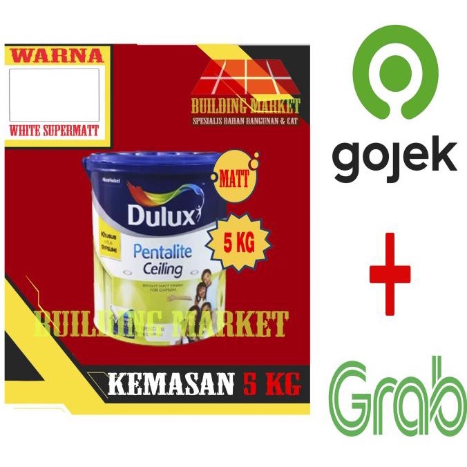 Jual CAT PLAFON CAT GYPSUM CAT DULUX PENTALITE CEILING MATT WHITE 5 KG ...