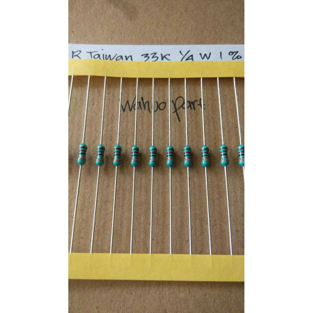 Jual Resistor 33K metal film taiwan 1/4 watt 1% harga per 10 pcs | Shopee Indonesia