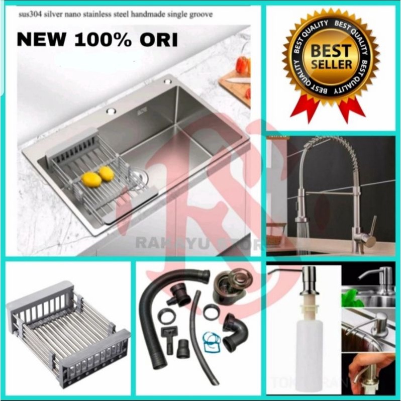 Jual PAKET LENGKAP KITCHEN SINK 5243 STAINLESS JKM SERIES KOMPLIT KRAN ...
