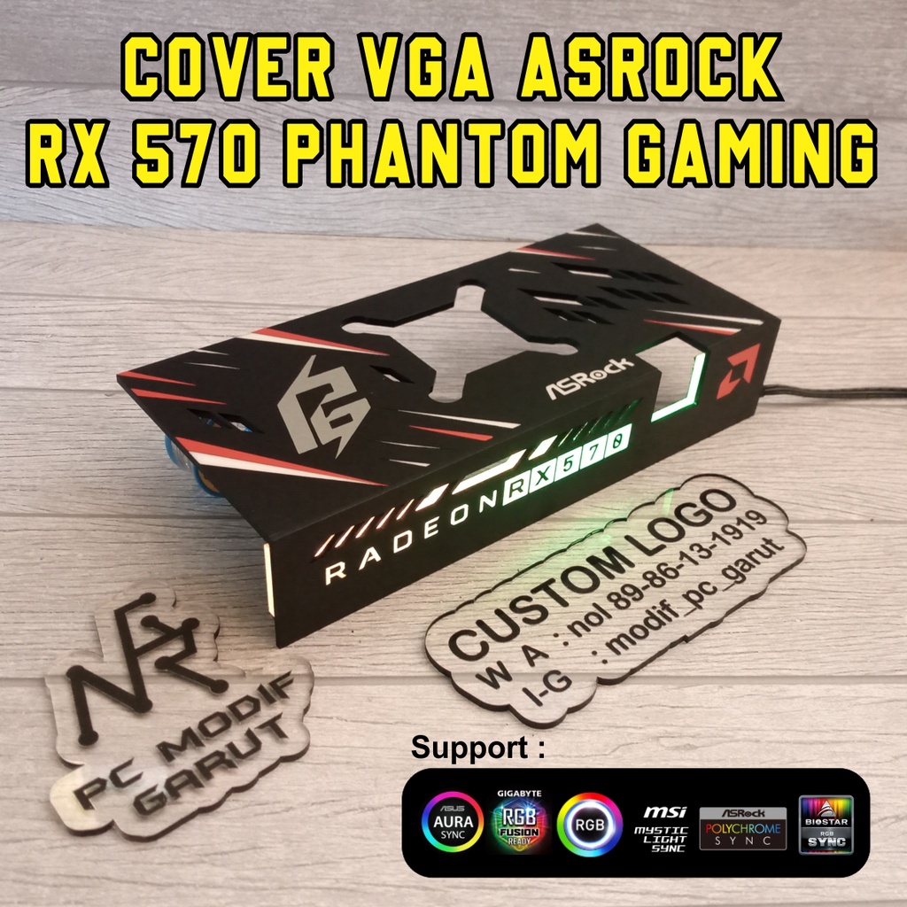Jual cover vga asrock rx 570 phantom gaming backplate custom logo untuk ...