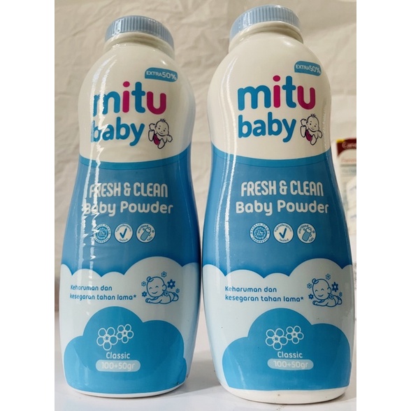Jual MITU BABY POWDER 100gr + 50gr FRESH&CLEAN - CLASSIC BLUE ORIGINAL ...