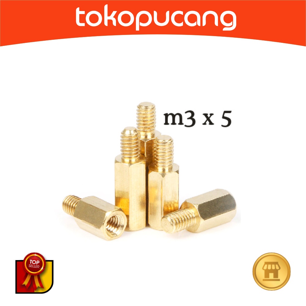 Jual Spacer PCB kuningan M3x5mm Standoff Hexagonal Tiang kaki Besi pcb | Shopee Indonesia