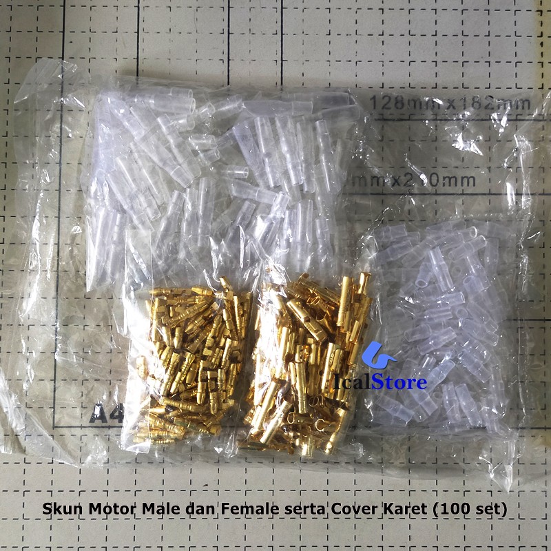 Jual Skun Motor Bulat 100 set Male Female dan Cover Karet Konektor ...