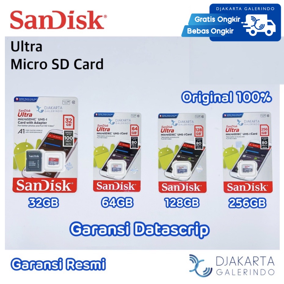 Jual Memory Card Micro SD Card External 32GB / 64GB / 128GB / 256GB ...