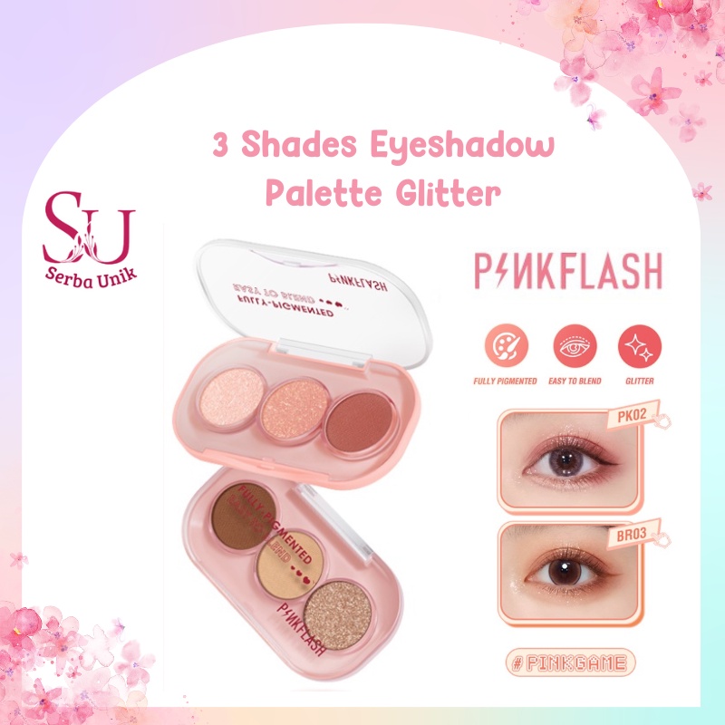 Jual Pinkflash 3 Shades Eyeshadow Palette Glitter Hight Pigment ...