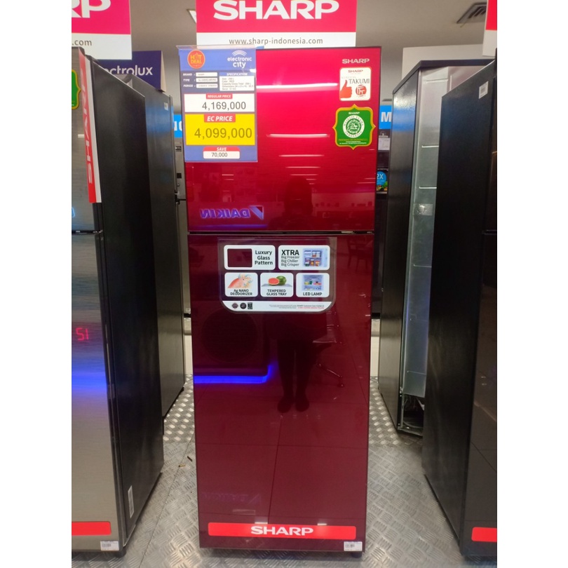 Jual Kulkas Sharp 2 Pintu SJ-326XG-MR/MS BATAM | Shopee Indonesia