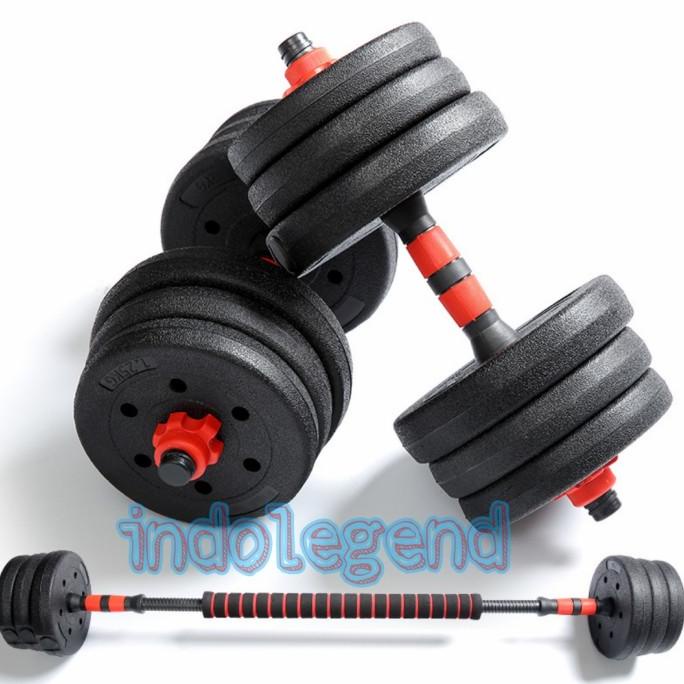 Jual Dumbbell Set 10Kg Pvc Adjustable Multiguna 2 In 1 Bisa Jadi Barbel Terbaru | Shopee Indonesia