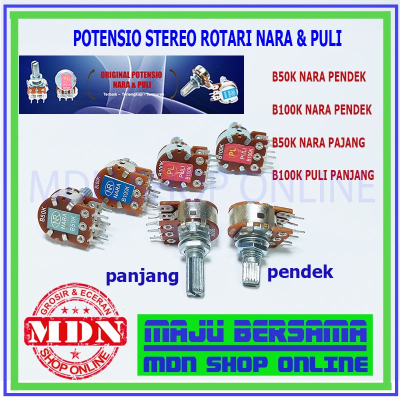Jual Potensio 50K 100K Stereo Rotari NARA | Shopee Indonesia