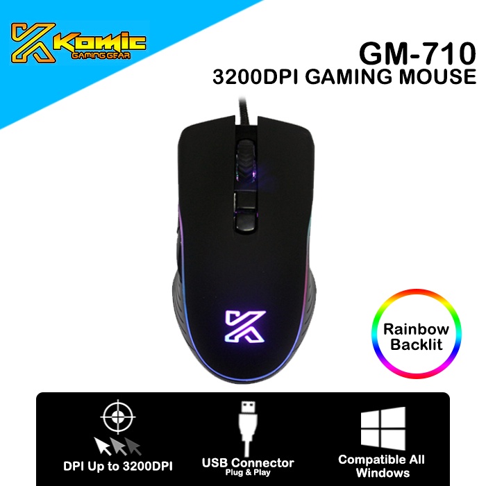 Jual Mouse Gaming Komic GM-710 - 3200DPI RGB Macro Programmable ...