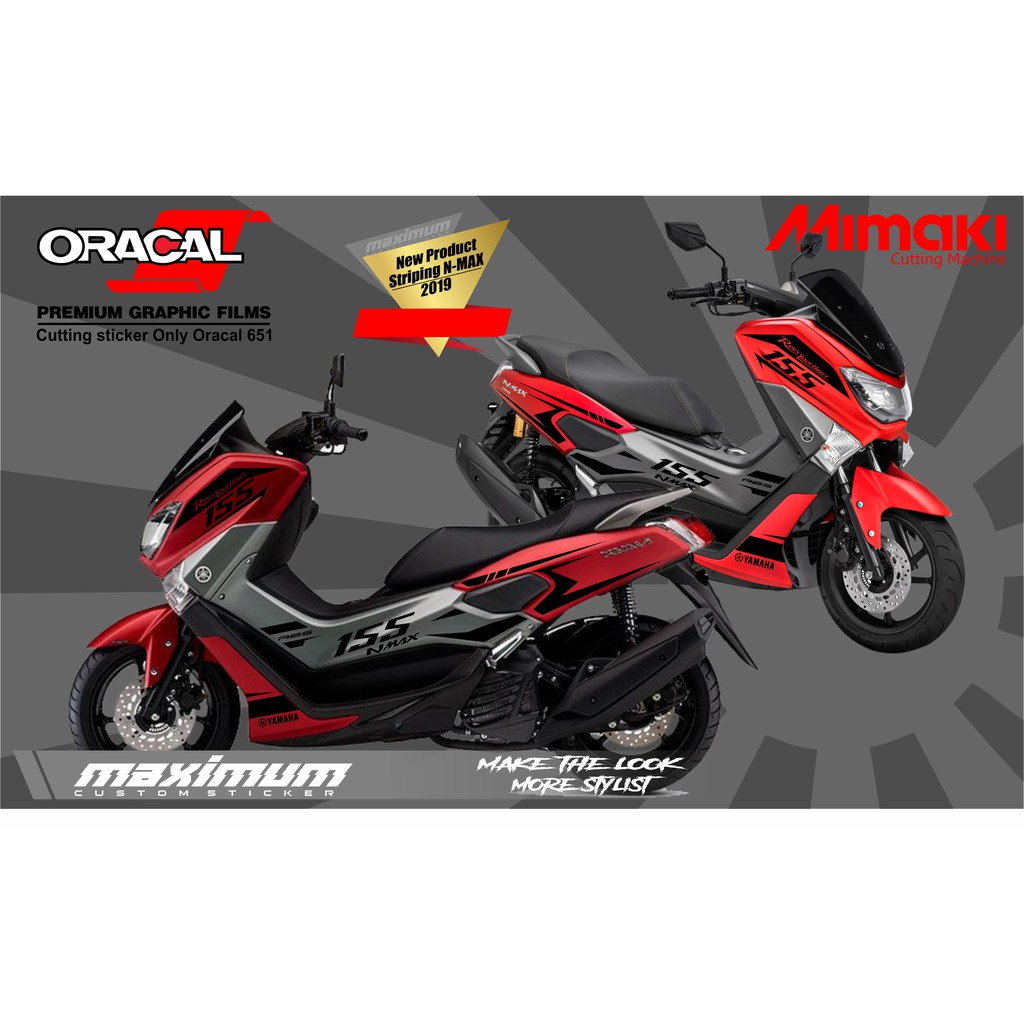 Jual stiker cutting nmax merah dengan bahan oracal hitam | Shopee Indonesia