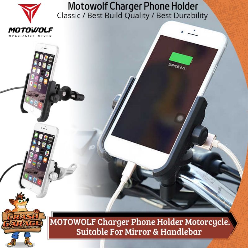 Jual MOTOWOLF Holder Handphone Phone Holder Hp Charger Motor Alumunium ...