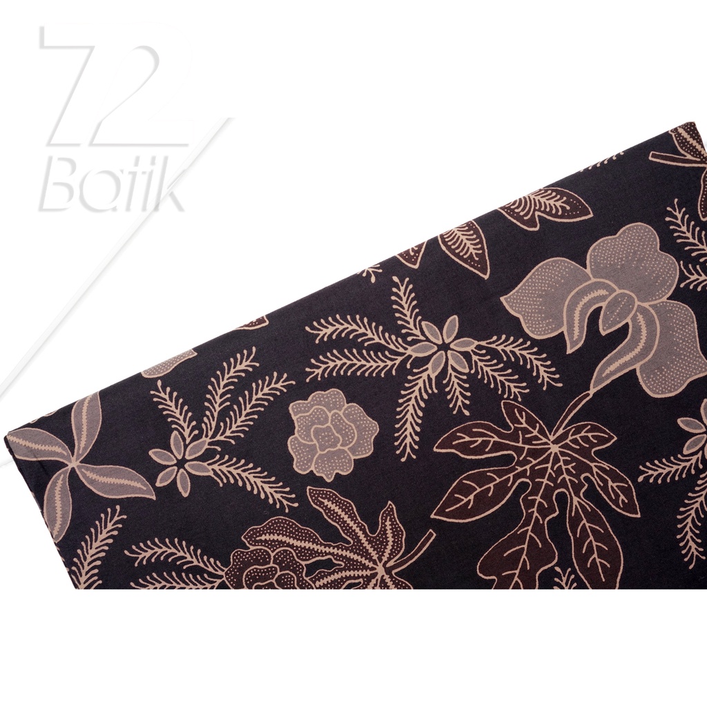 Jual KAIN BATIK PREMIUM Bahan Katun Motif Daun Pepaya Warna Hitam ...