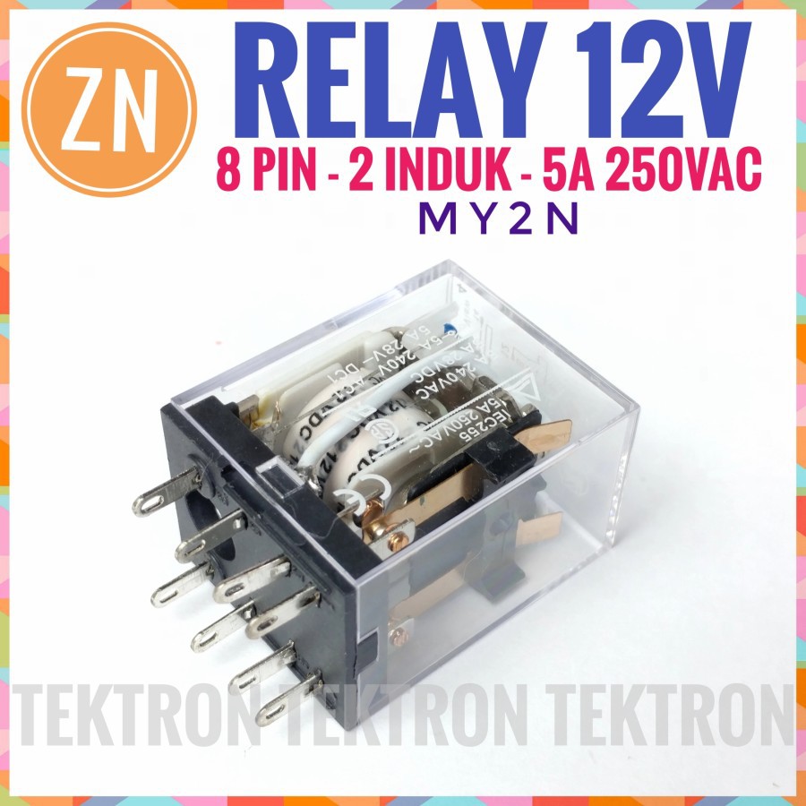 Jual ZN Relay 12V 8pin 2 induk 5A 250VAC 12VDC 8p MY2 MY2N | Shopee ...