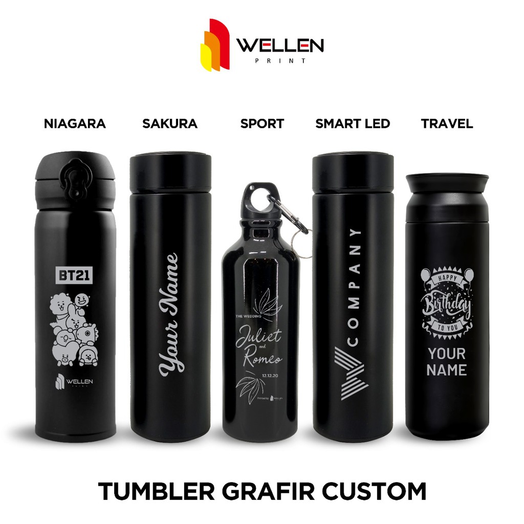 Jual WELLEN PRINT - Tumbler Grafir Custom All Model / Hampers Termos Botol Minum Nama Logo ...