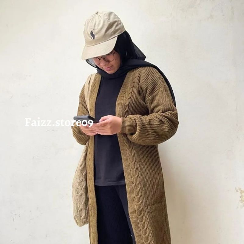 Jual LONG CARDY RAJUT OVERSIZE MOTIF CABLE - CARDIGAN RAJUT PANJANG Wanita TEBAL STORE09 MURAH ...