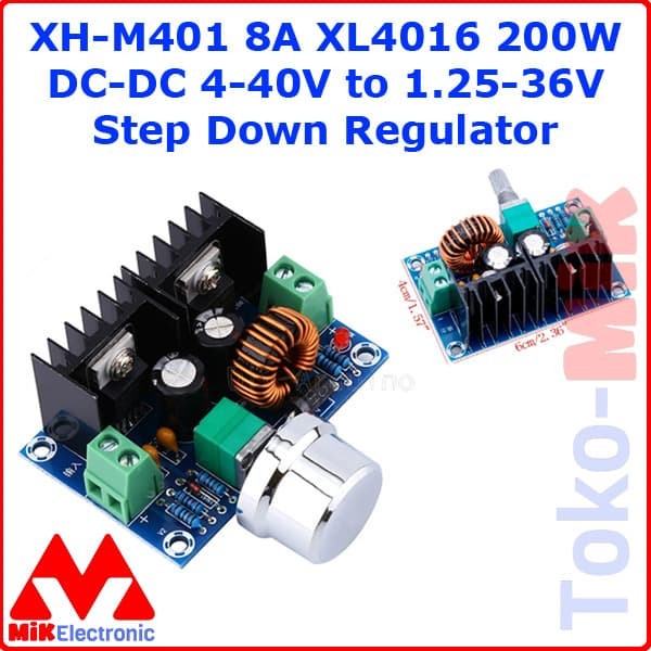 Jual STEP DOWN REGULATOR XL4016 8A 200W XH-M401 DC-DC 4-40V TO 1.25-36V | Shopee Indonesia