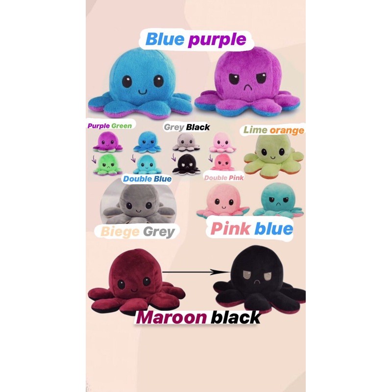 Jual Reversible Octopus / Boneka gurita viral tiktok indonesia toy flip ...