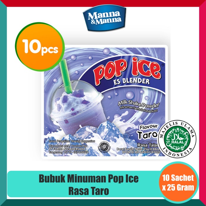 Jual Bubuk Minuman Pop Ice - Rasa Taro - 10 Sachet x 25 Gram | Shopee ...