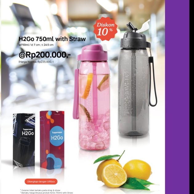 Jual BOTOL MINUM 750ML TUPPERWARE/H2GO 750ML WITH STRAW TUPPERWARE | Shopee Indonesia