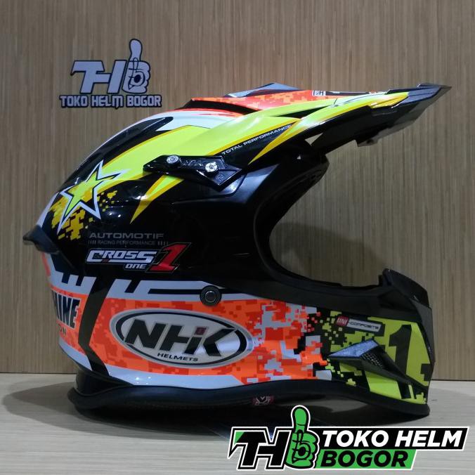 Jual HELM NHK CROSS ONE HEAD MACHINE BLACK ORANGE FLO TERBAIK | Shopee ...
