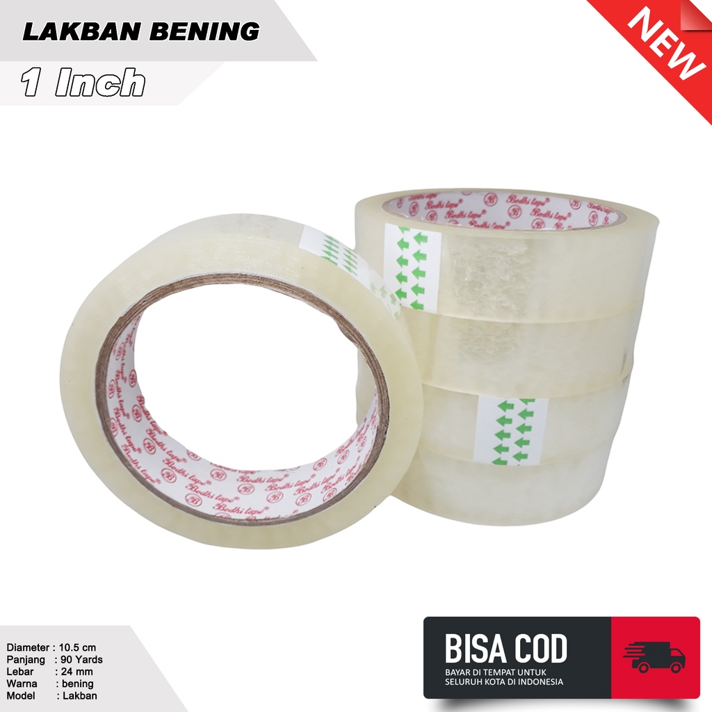 Jual Lakban Bening Selotip Isolasi Ukuran 1 inci / 24 mm 90 yards bc ...