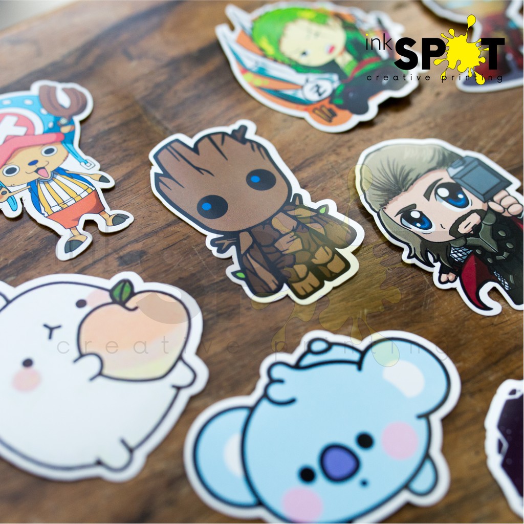 Jual Cetak Sticker Vinyl Transparan + Tinta Putih + Potong (2 x 2 cm s ...