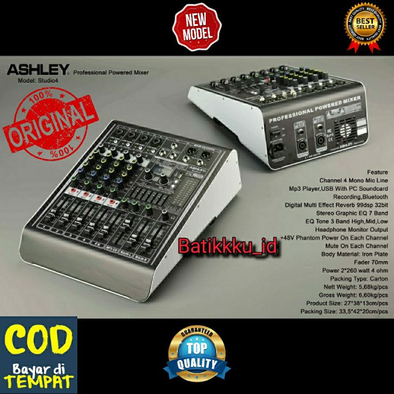 Jual POWER MIXER ASHLEY STUDIO 4 (4 CHANNEL) ORIGINAL ASHLEY EFFECT REVERB 16dsp 24bit | Shopee ...