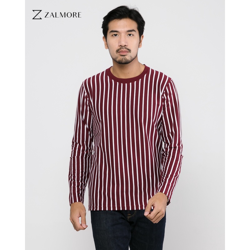 Jual Zalmore Vertical Stripe Longsleeve (tangan panjang) | Shopee Indonesia