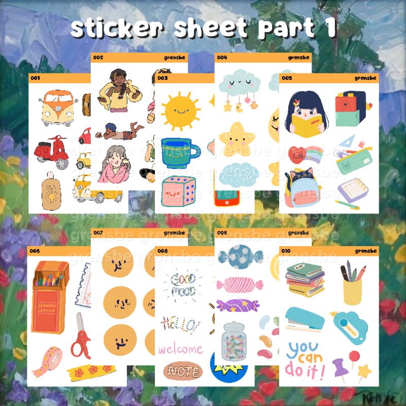 Jual [part 1] sticker sheet journal aesthetic/ sticker cute no cut a7 ...
